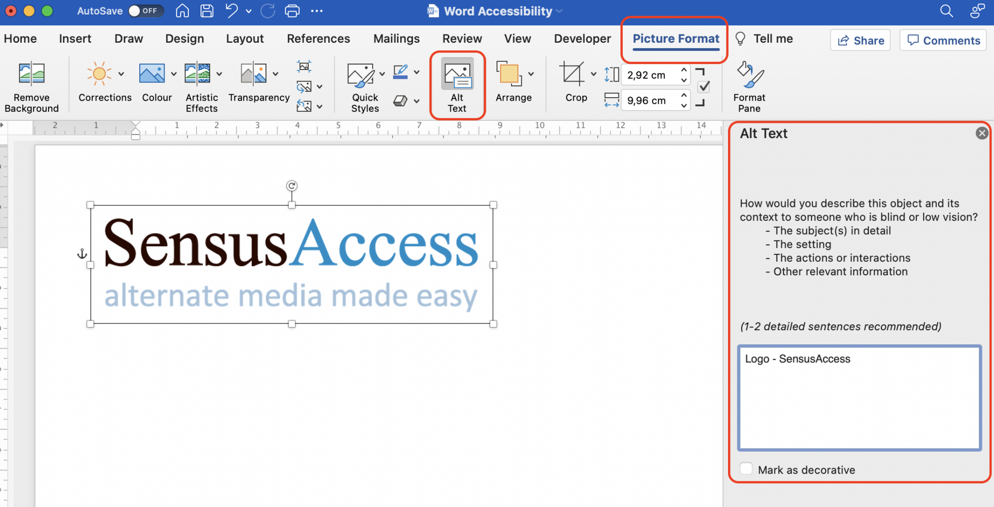 Word Accessibility - SensusAccess